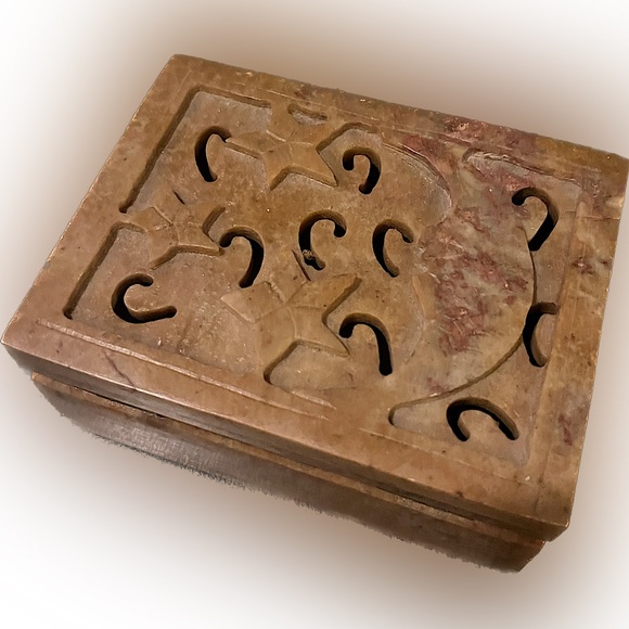 Accents | Moon And Stars Carved Stone Hinged Box Made In India | Poshmark